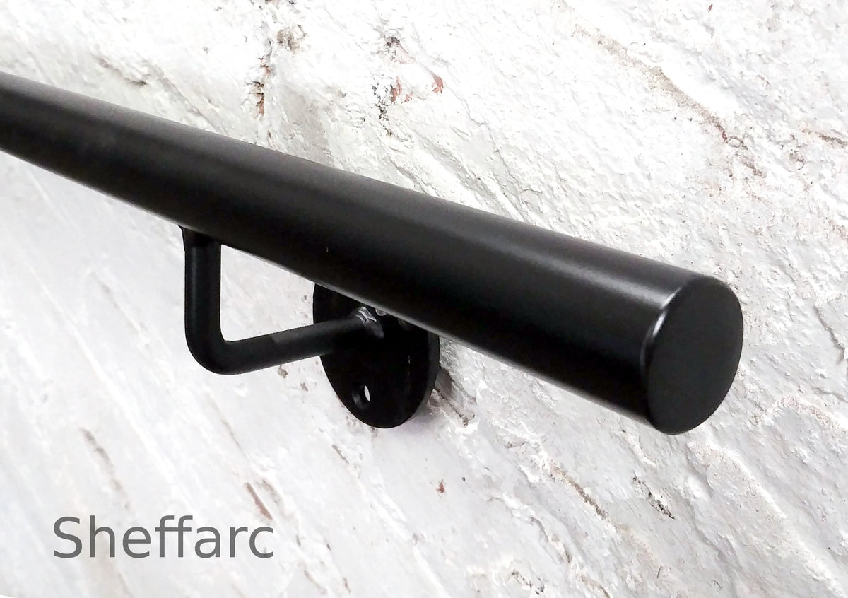 Round Steel Handrail, Stair mobility grab bar with wrought iron ball o ...